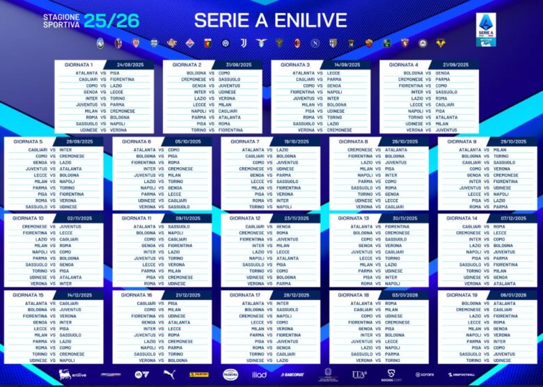 Serie A 2025/2026: ecco il calendario della prossima stagione